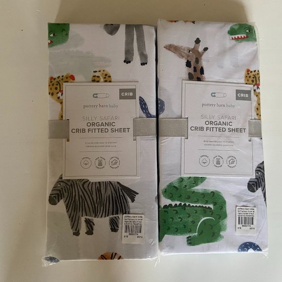 Pottery Barn Kids | Bedding | 2 Pottery Barn Kids Organic Silly Safari ...